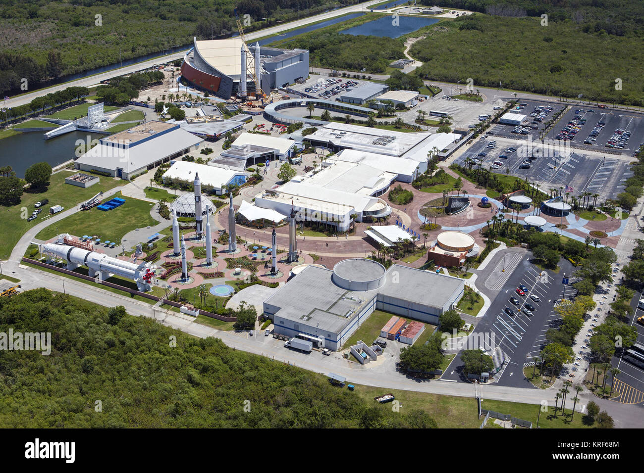 Aerial view of most of the KSC visitor complex Stock Photo - Alamy