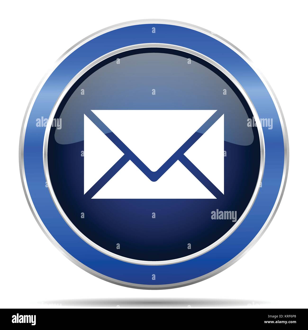 Email blue silver metallic round glossy vector icon. Modern design web ...