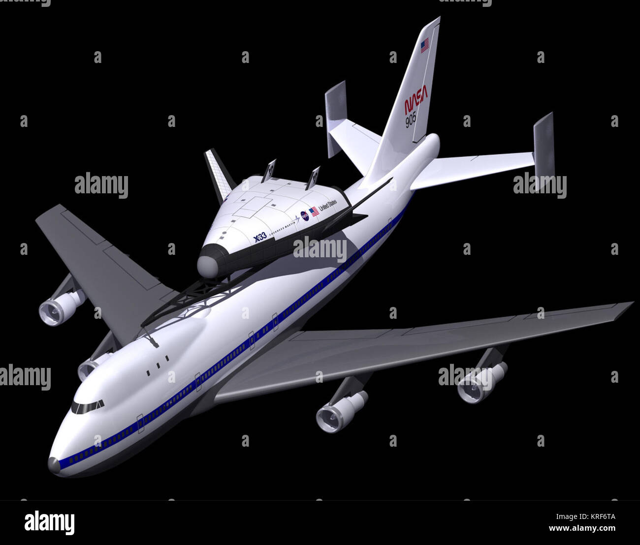 CG X-33 mounted on NASA 747 ferry aircraft Stock Photo - Alamy