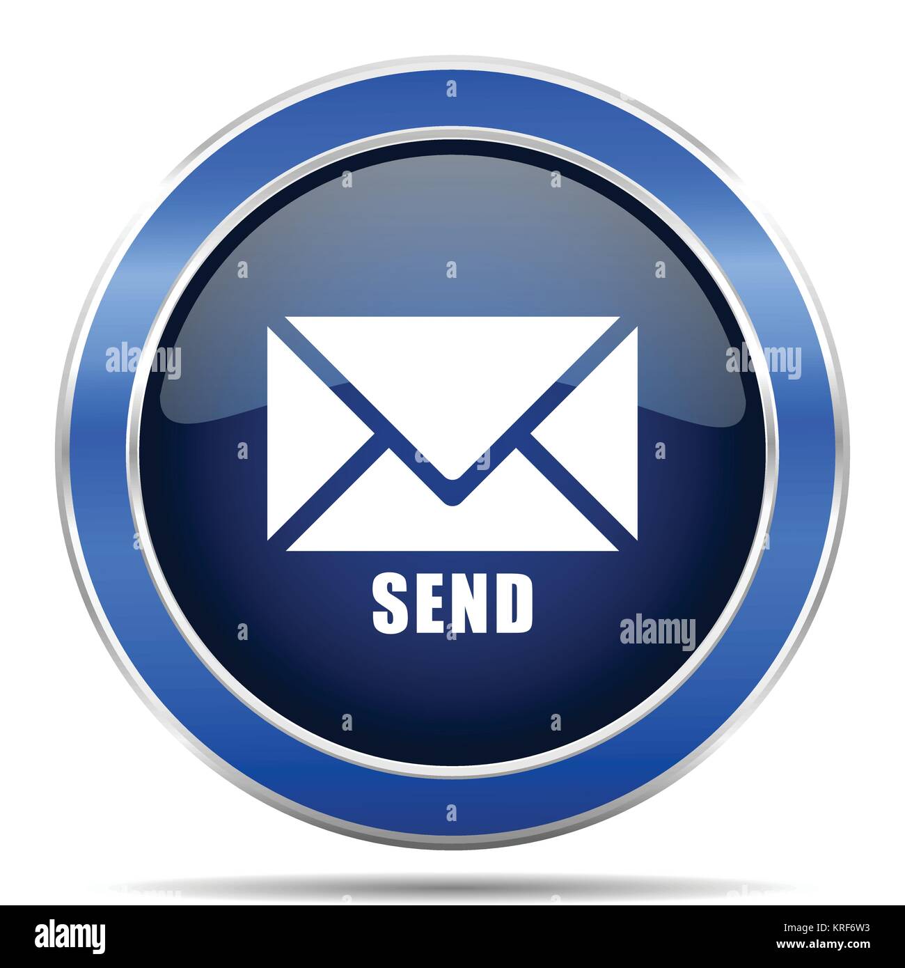 Send blue silver metallic round glossy vector icon. Modern design web ...