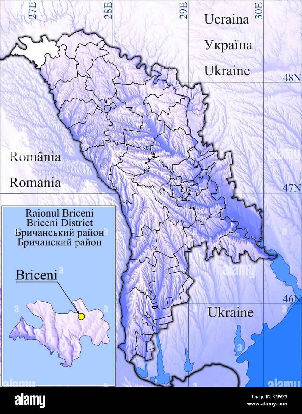 Briceni location blue map Stock Photo - Alamy