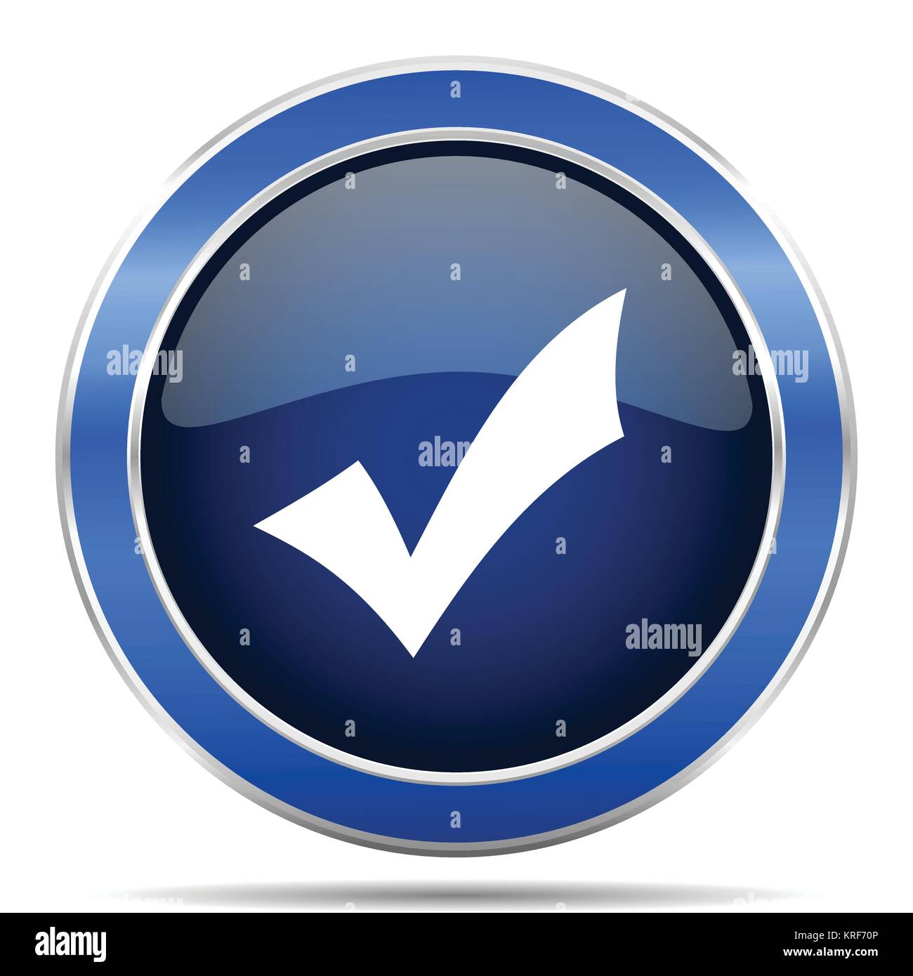 Accept blue silver metallic round glossy vector icon. Modern design web ...