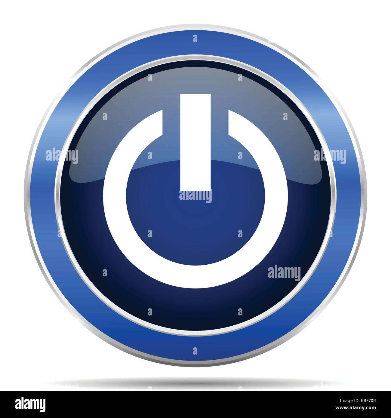 Power blue silver metallic round glossy vector icon. Modern design web ...