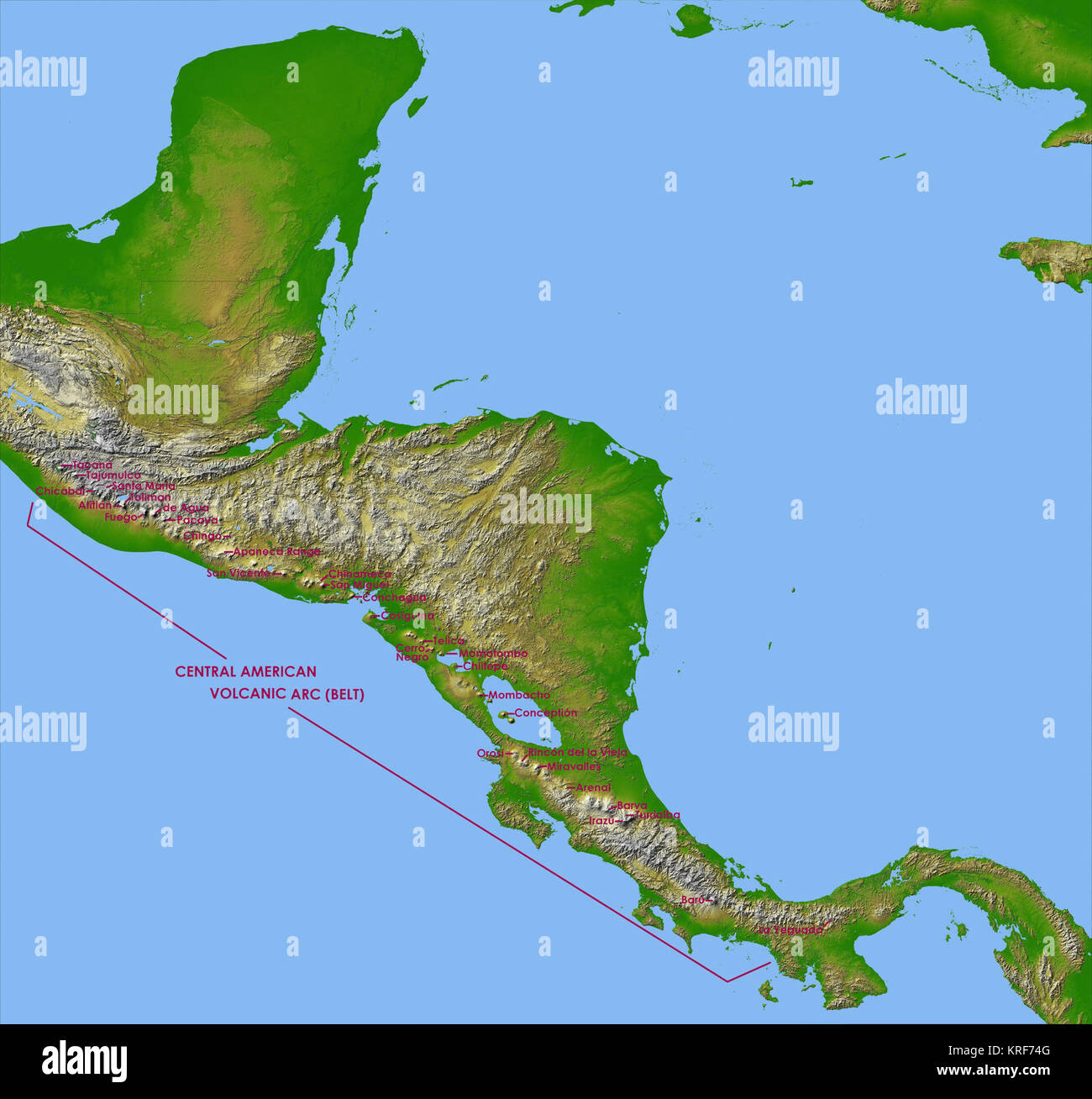 Central America volcanic arc Stock Photo - Alamy