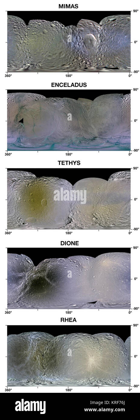 Color maps of Saturn's satellites Stock Photo - Alamy