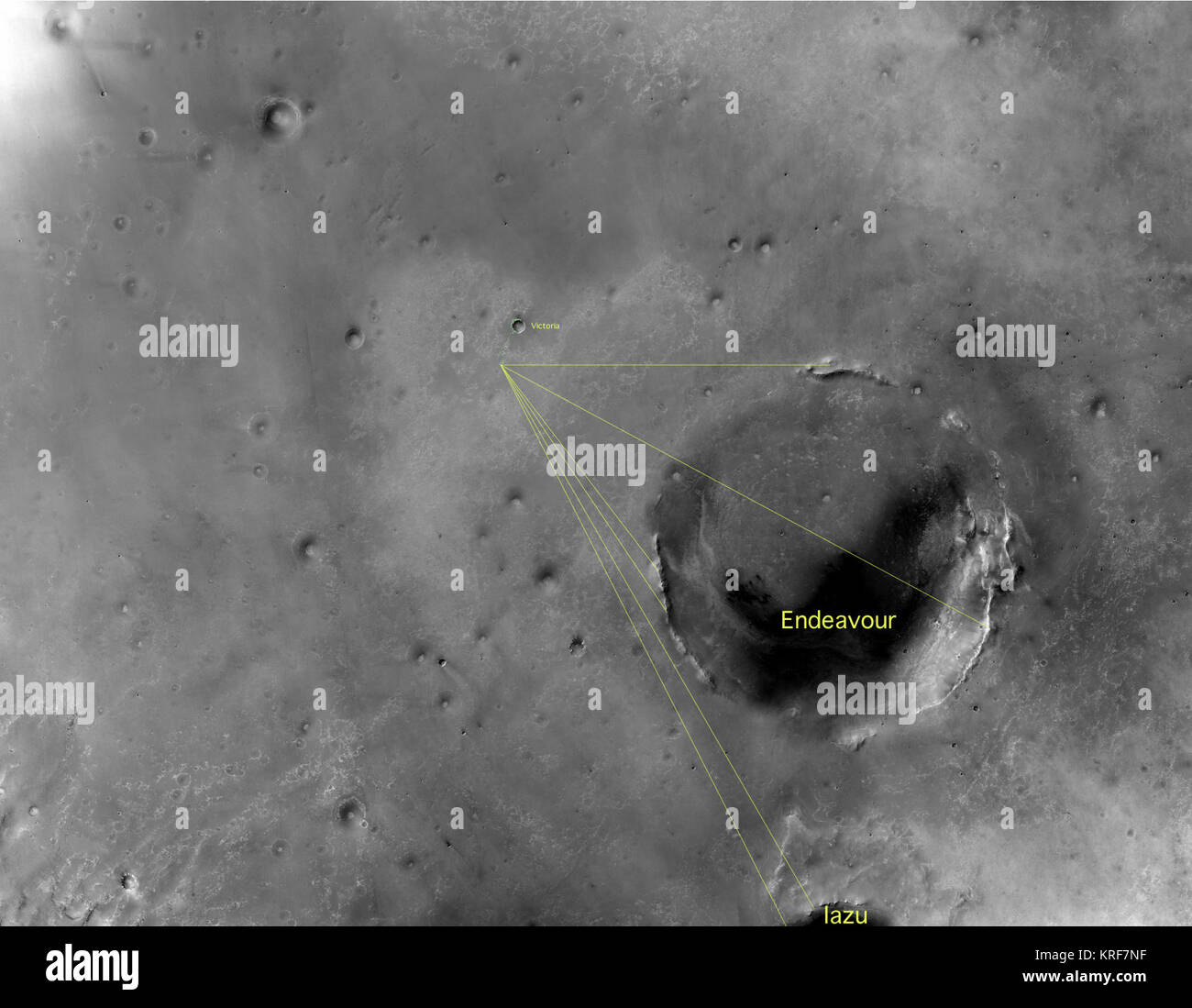 Endeavour Crater Annotated 2009-03-07 Stock Photo - Alamy