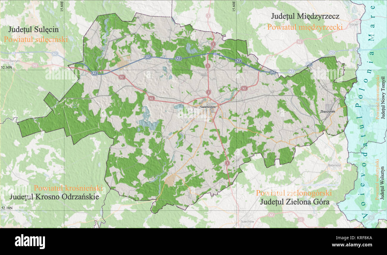 Harta de localizare Judetul Swiebodzin Stock Photo - Alamy