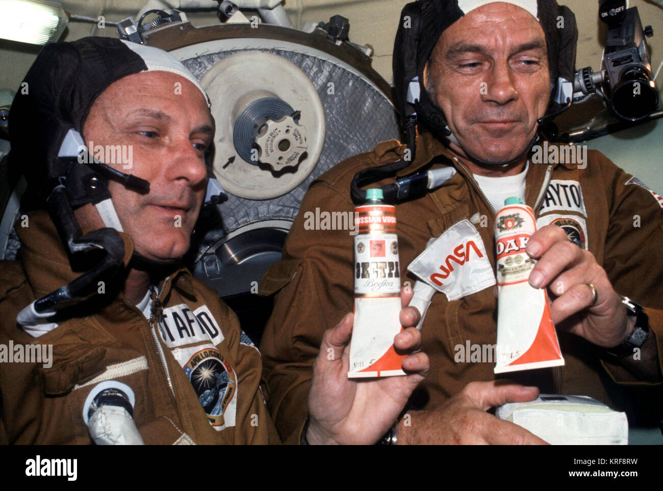 NASA astronauts toasting with 22vodka22 in space - AST-03-175 Stock ...