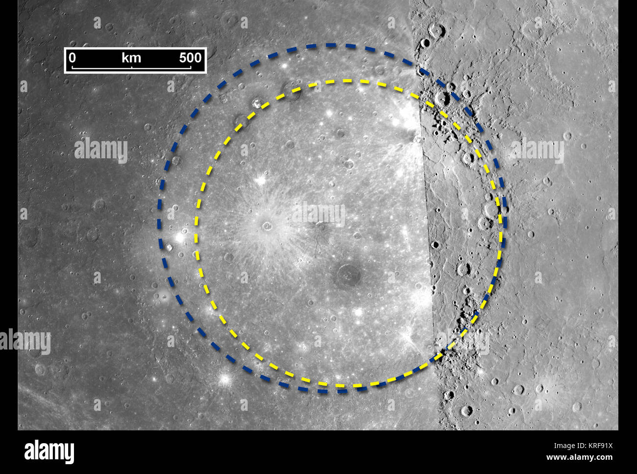 Caloris Basin comparison Stock Photo - Alamy