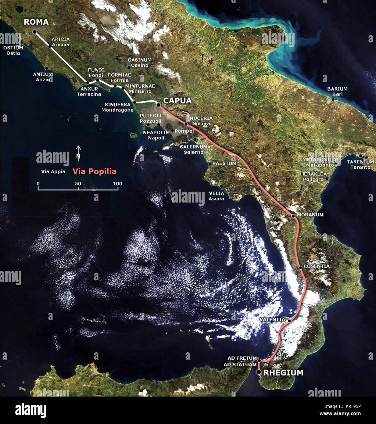 Via Popilia map Stock Photo - Alamy