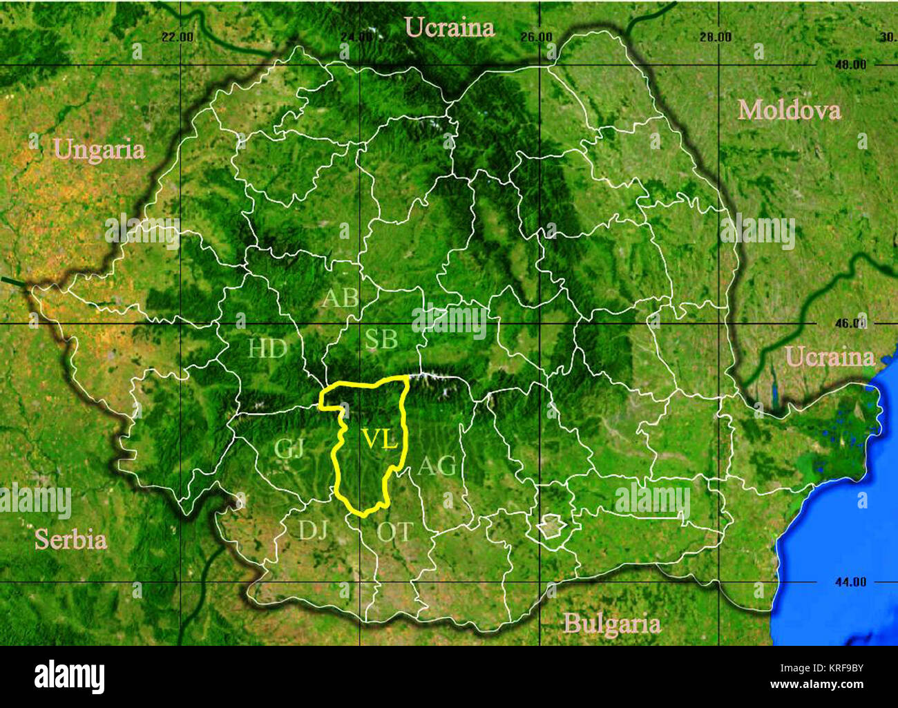 Judetul Valcea 3D map Stock Photo - Alamy