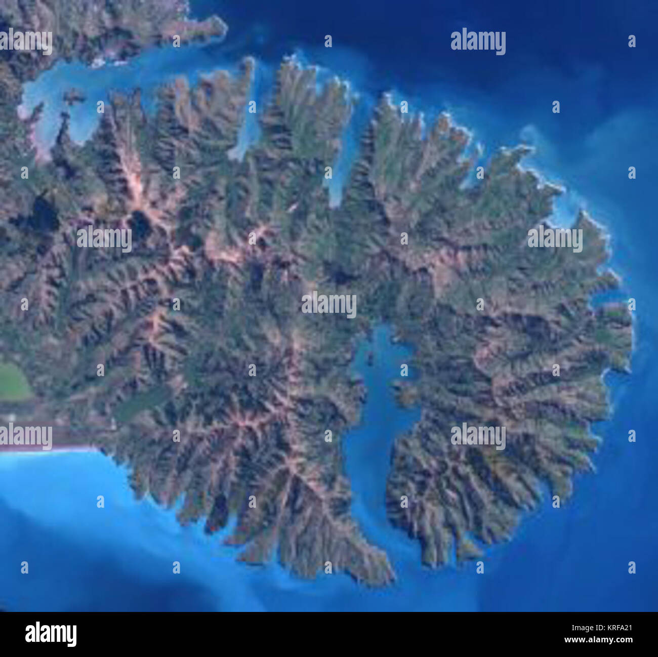Banks Peninsula from space Stock Photo - Alamy
