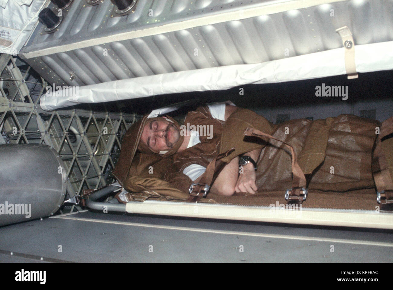 Owen Garriott sleeping during SKylab 3 Stock Photo - Alamy