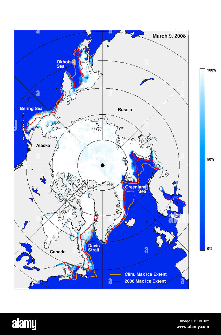 Ice Map NASA March 9 2008 Stock Photo - Alamy