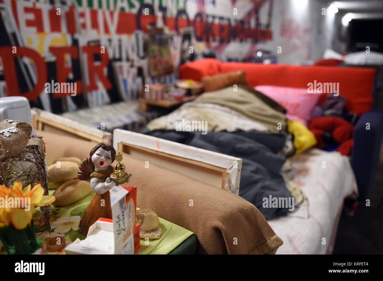 Munich, Germany. 03rd Dec, 2017. An angel figurine is placed on a shelf ...