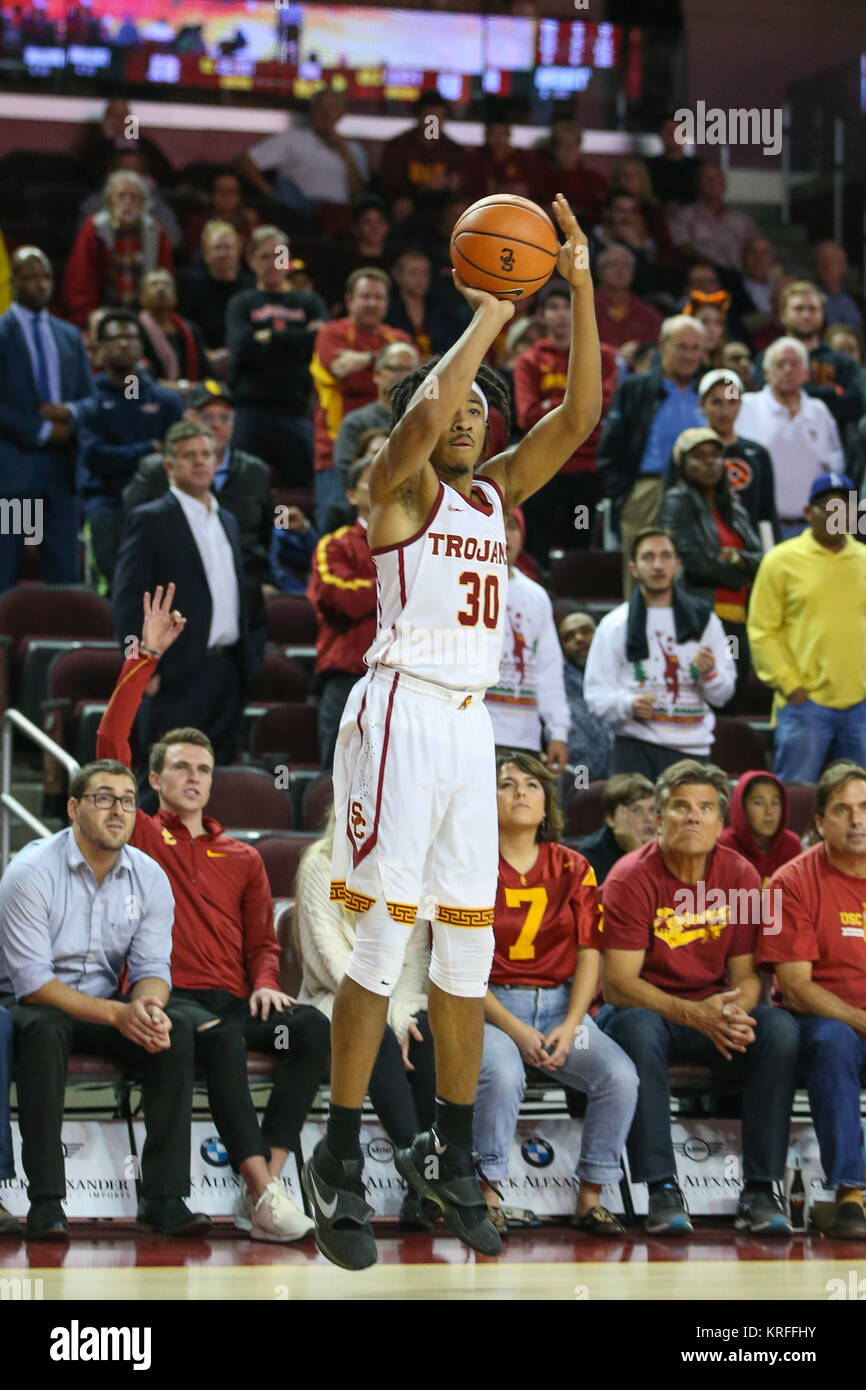December 19, 2017: USC Trojans guard Elijah Stewart (30) shoots a three ...