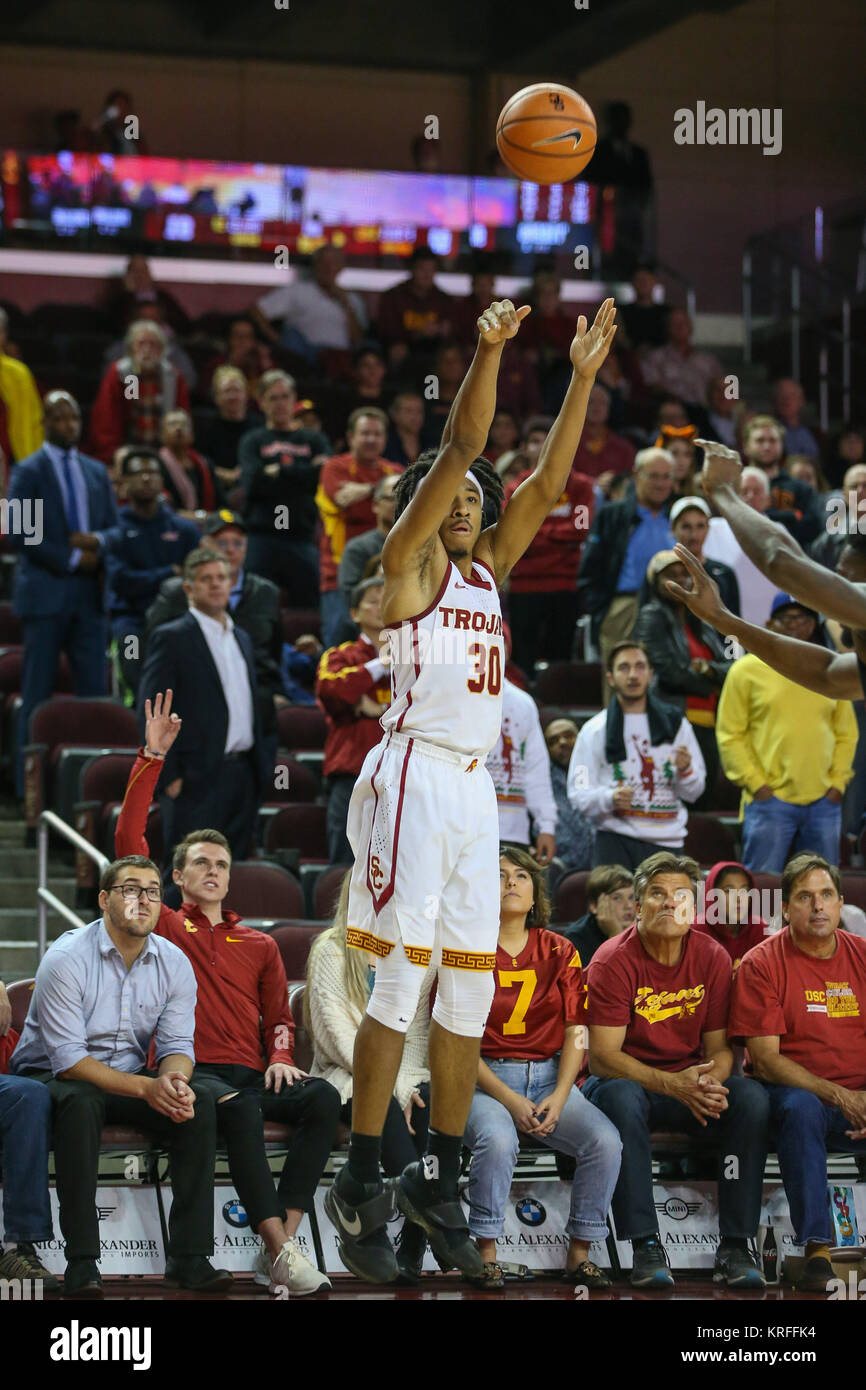 December 19, 2017: USC Trojans guard Elijah Stewart (30) shoots a three ...