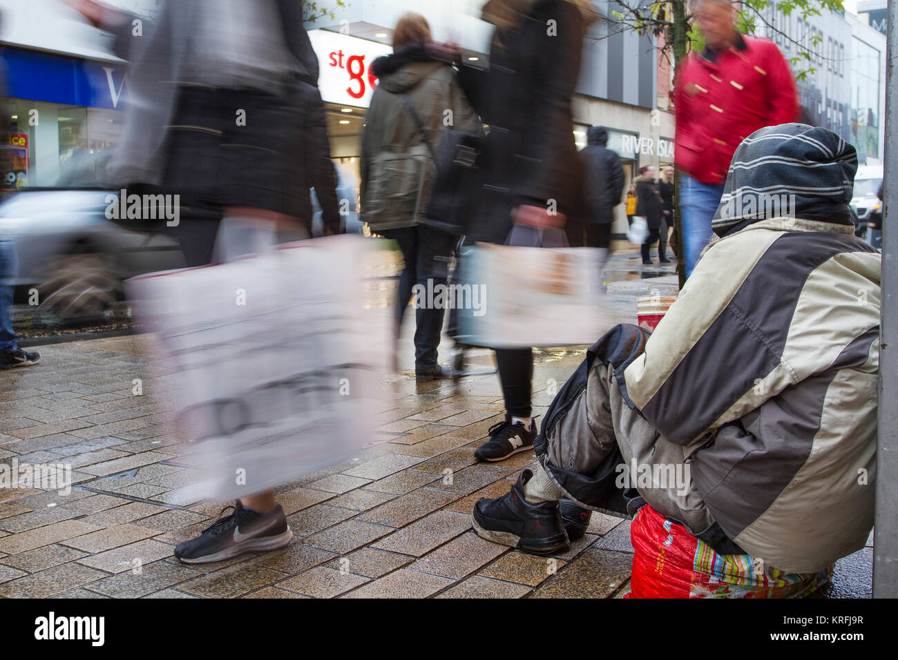 Homeless begging on busy street hi-res stock photography and images - Alamy