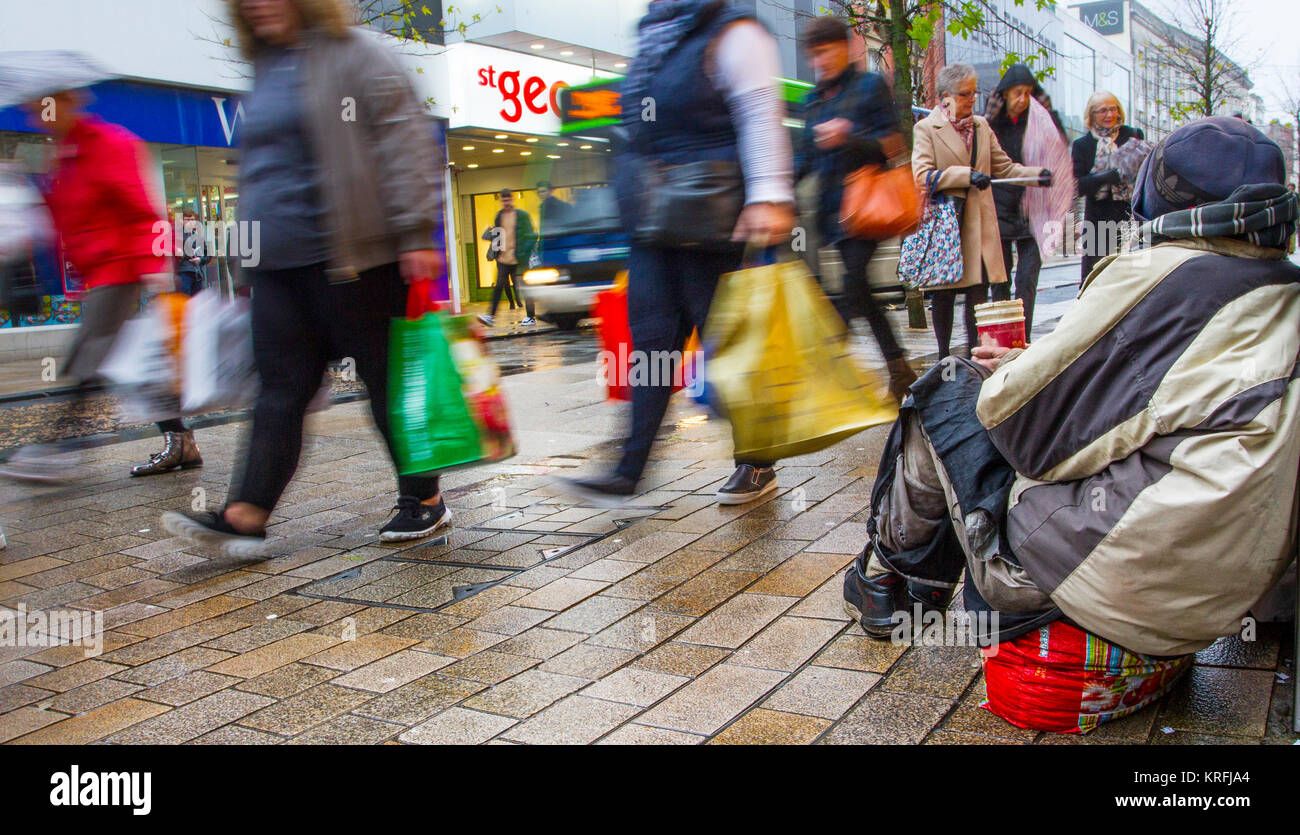 Homeless begging on busy street hi-res stock photography and images - Alamy