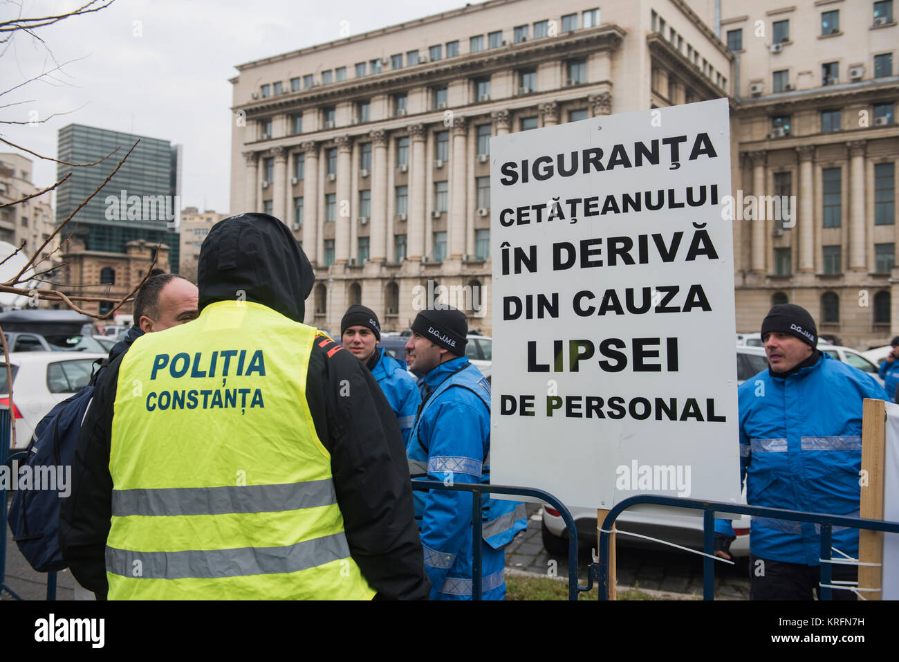 Bucharest, Romania - December 20, 2017: Police officers protest in ...