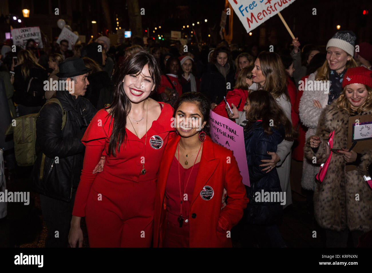 London, UK. 20th Dec, 2017. Daisy Lowe with Amika George, organiser of ...