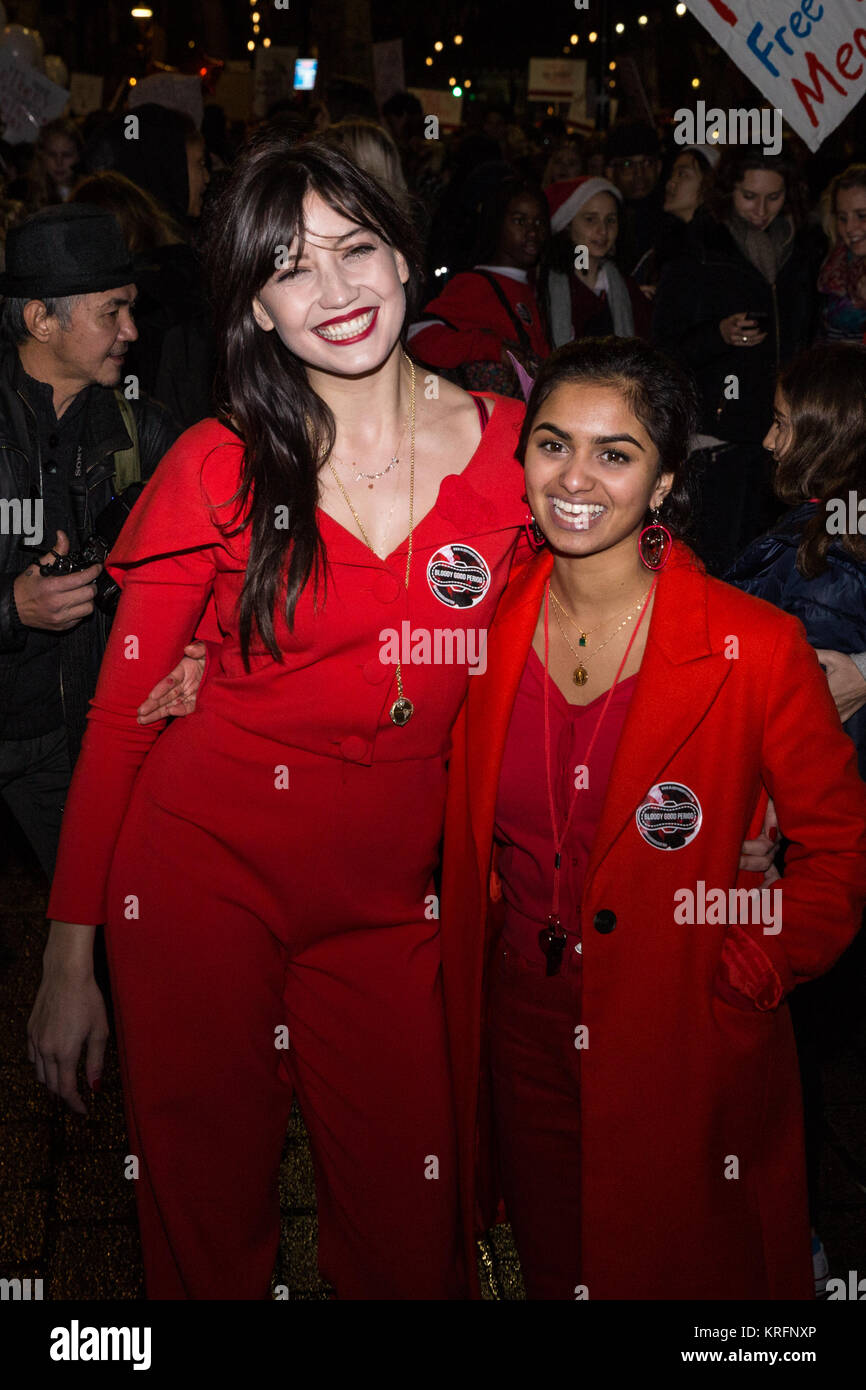 London, UK. 20th Dec, 2017. Daisy Lowe with Amika George, organiser of ...