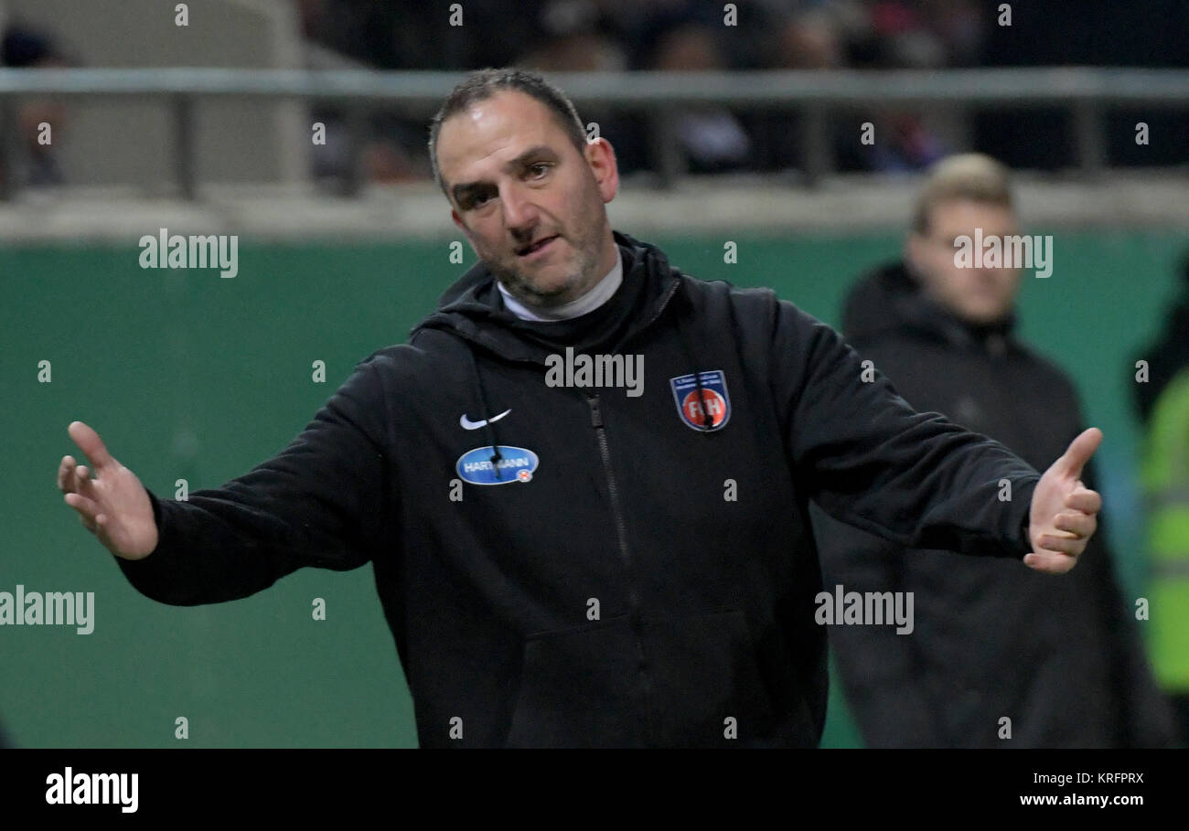 Heidenheim's coach Frank Schmidt gestures during the German DFB (German ...
