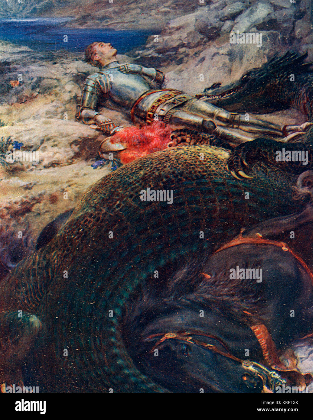 St. George and the Dragon by Briton Riviere Stock Photo - Alamy