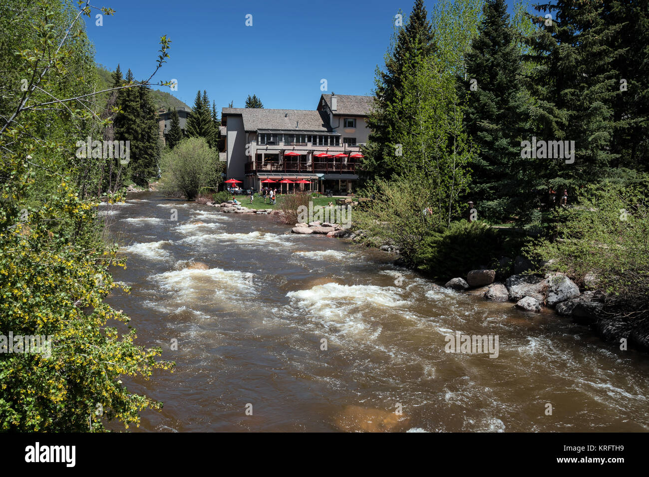 Hotel near river, Town of Vail , Colorado, USA, North America, United ...