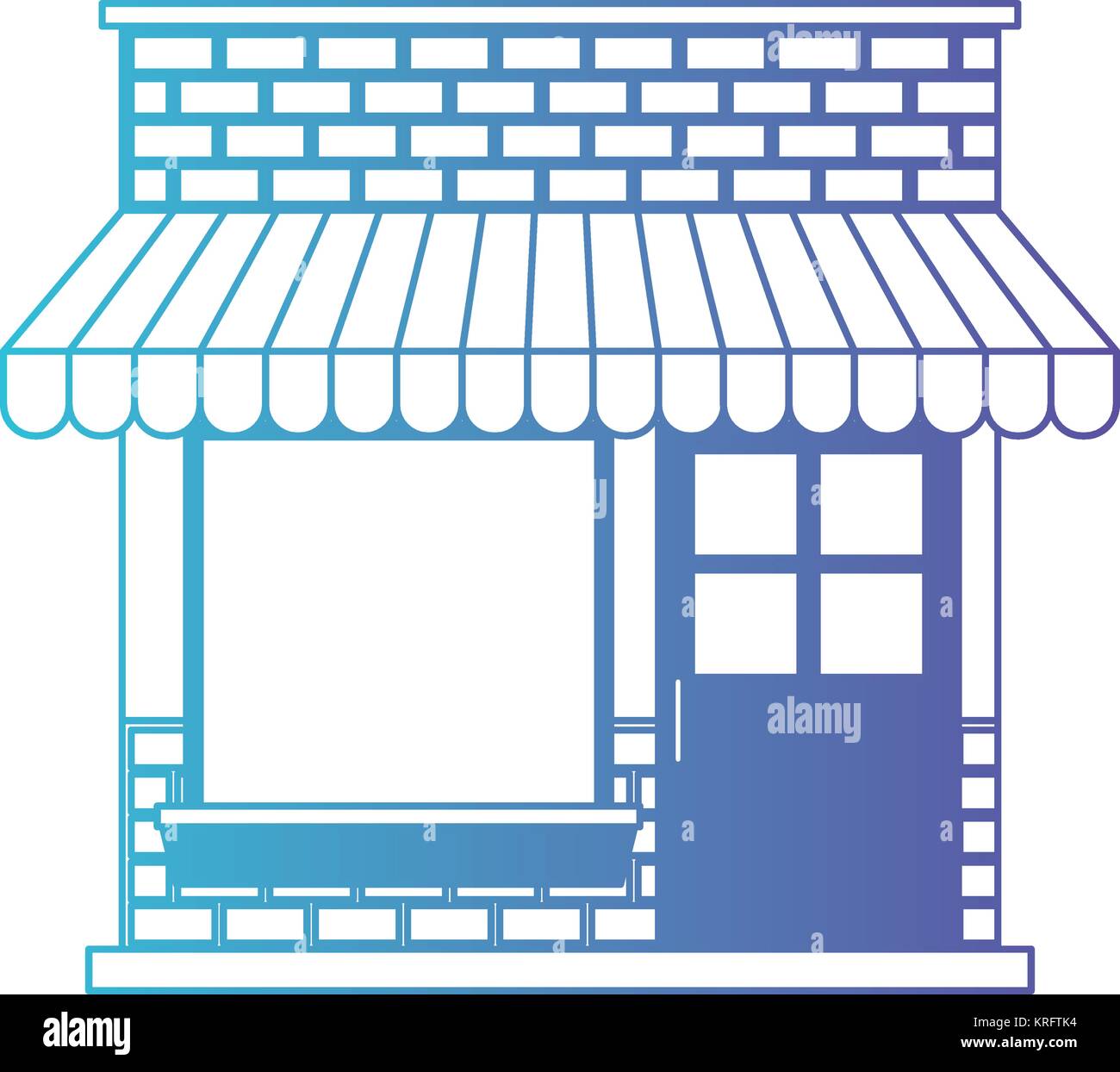 store facade with sunshade in degraded blue to purple color contour ...