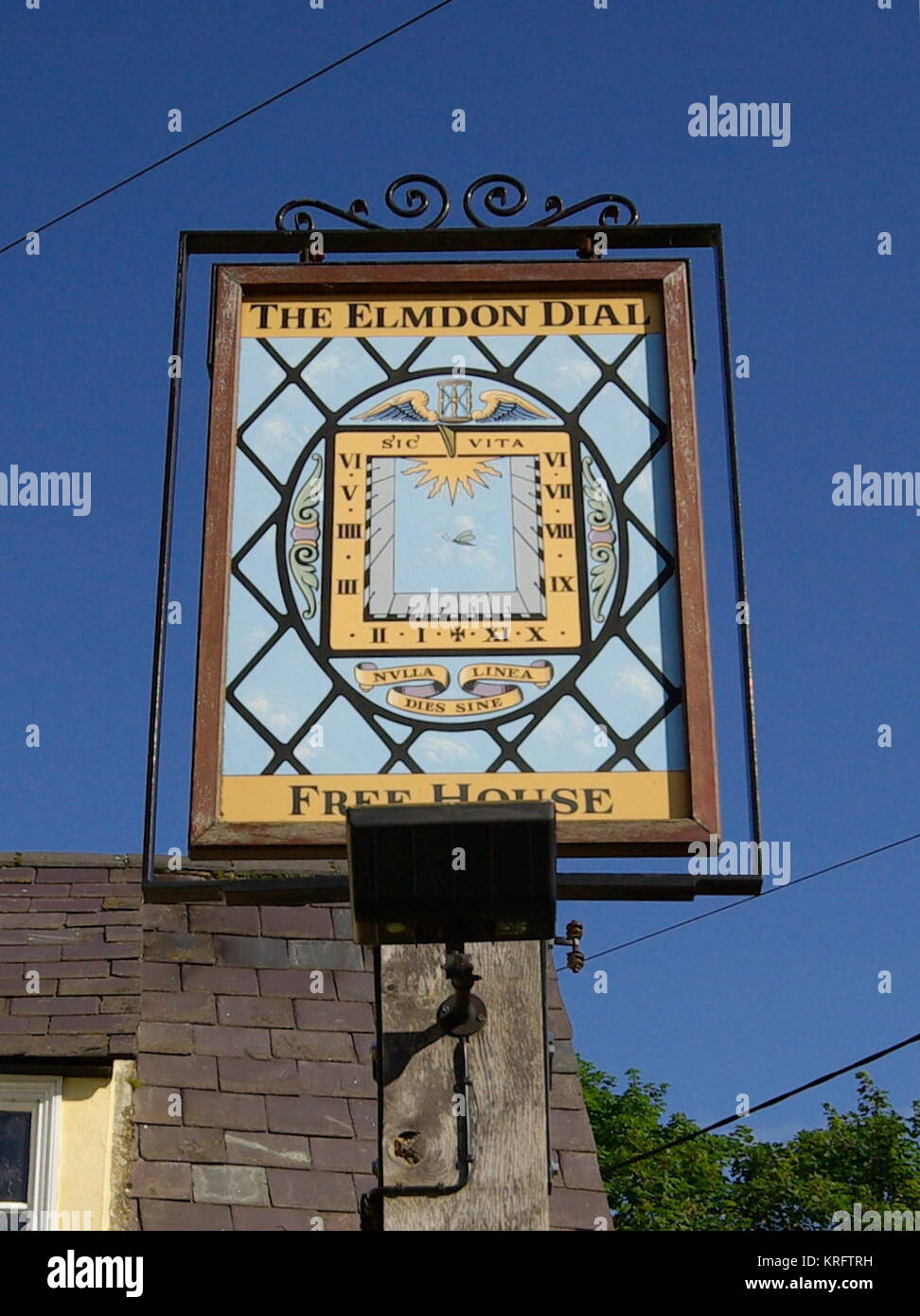 Pub sign, The Elmdon Dial Free House, Elmdon, Essex. Featuring a ...