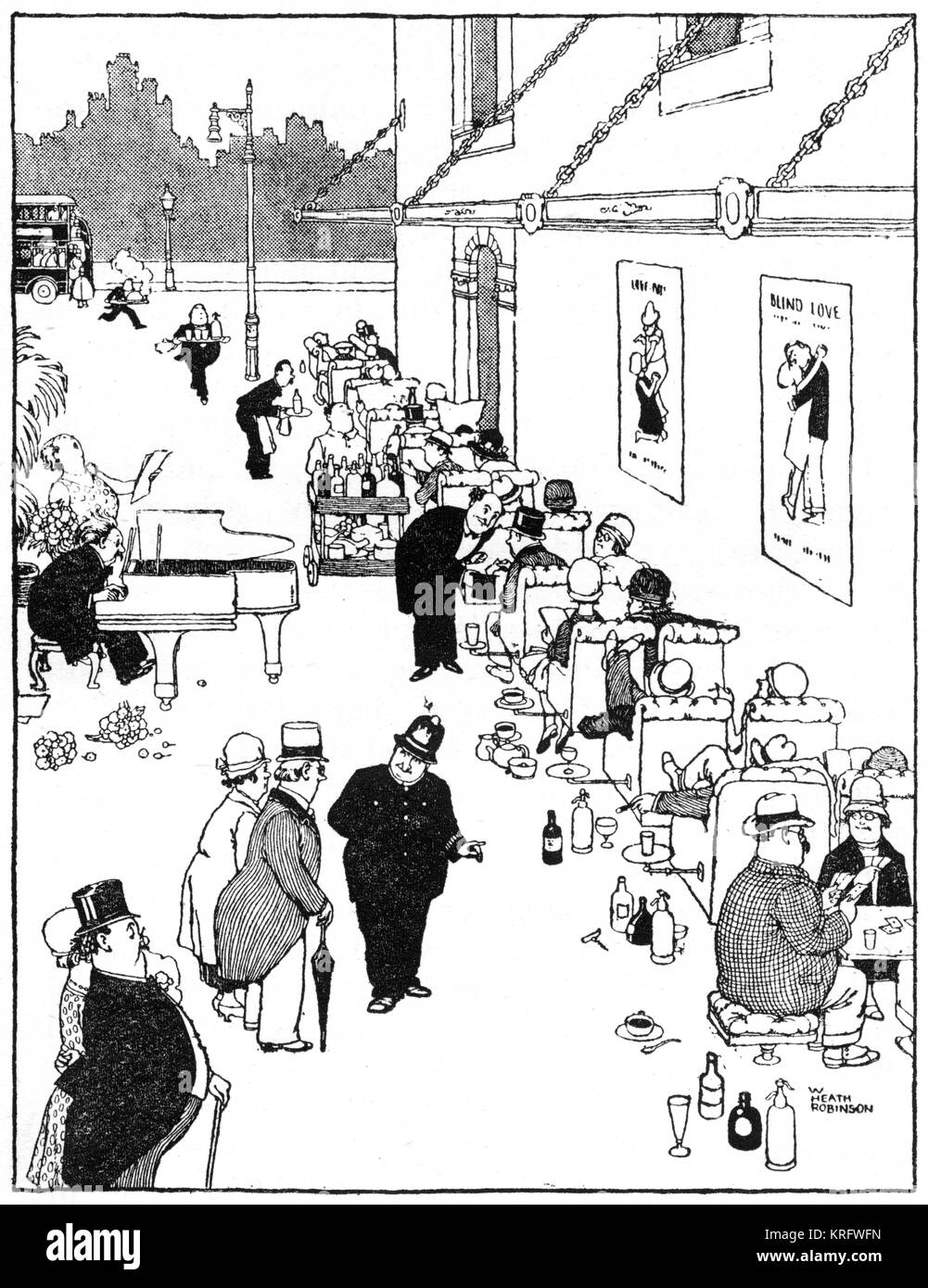 Queue illustration people comic hi-res stock photography and images - Alamy