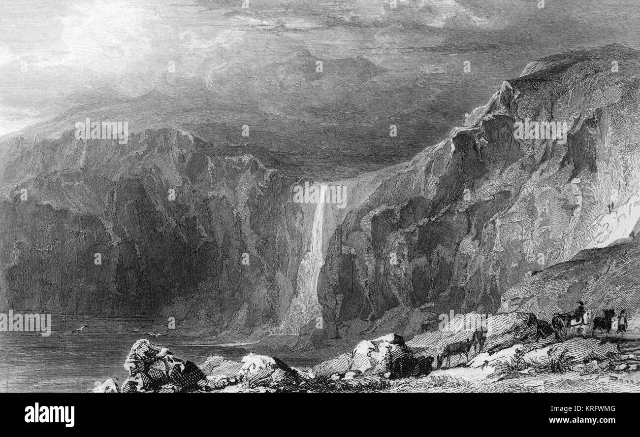 Waterfall and stone quarry near Boscastle, Devon Stock Photo - Alamy