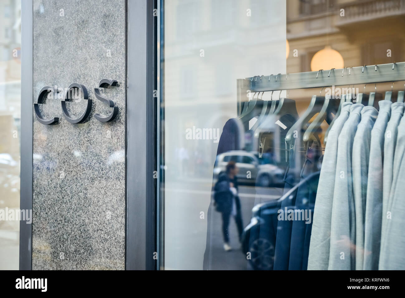 Milan, Italy - September 24, 2017: Cos store in Milan. Fashion week Cos ...