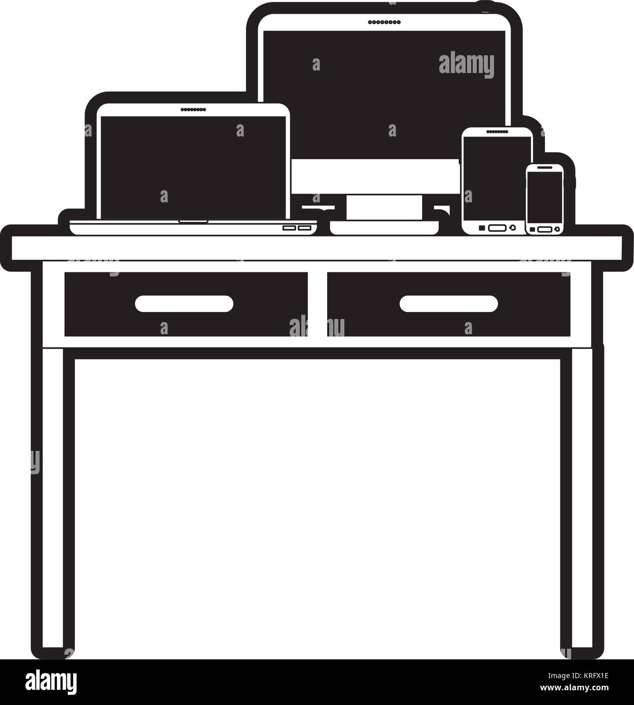 Tech devices table Stock Vector Images - Alamy