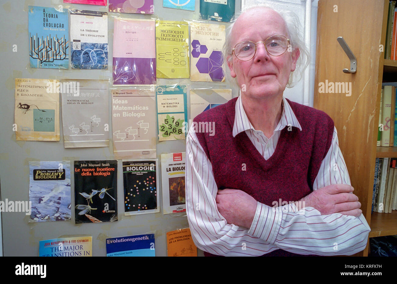 Professor John Maynard-Smith in his office at the University of Sussex ...