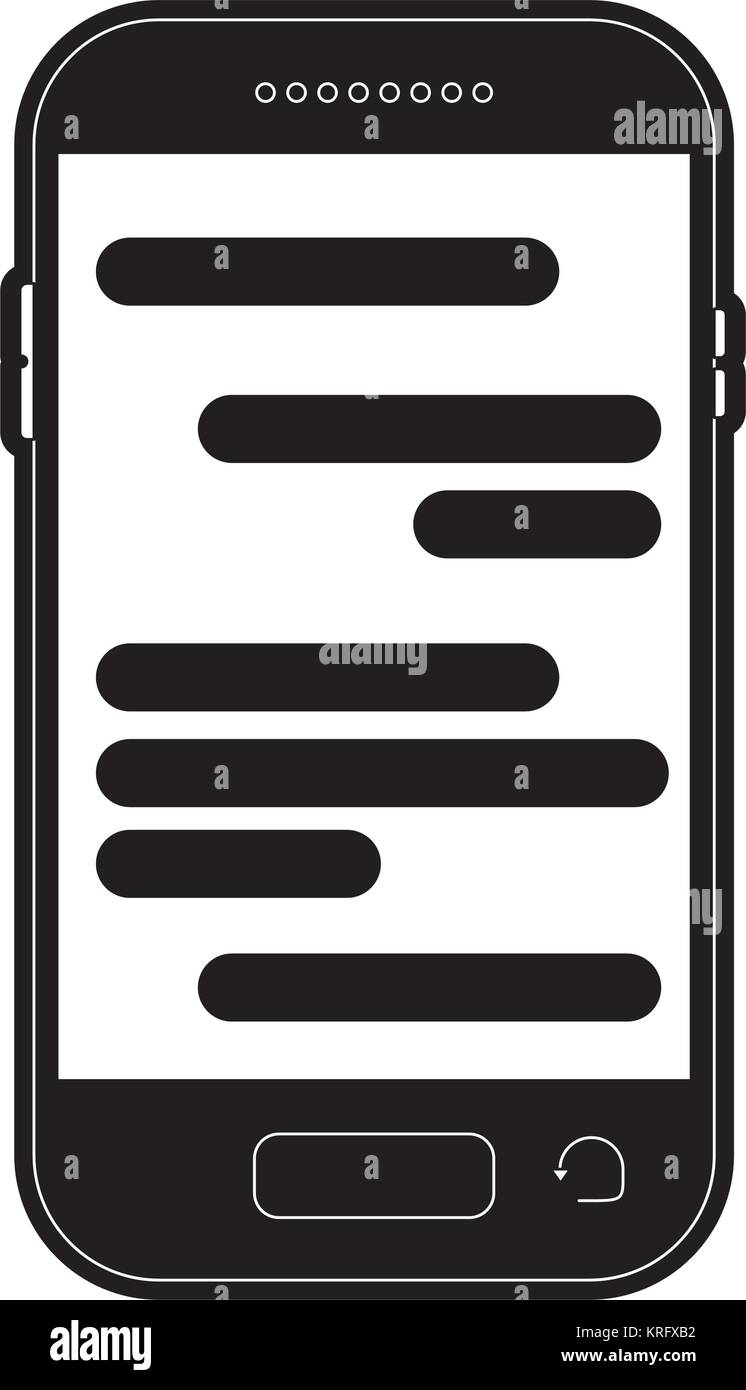 smartphone with chat text in screen in black silhouette Stock Vector ...