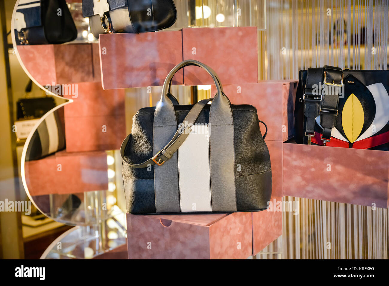 Milan, Italy - September 24, 2017: Furla store in Milan. Fashion week ...