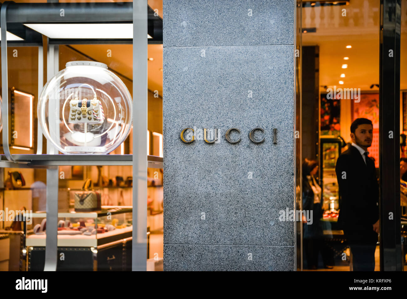 Milan, Italy - September 24, 2017: Gucci store in Milan. Fashion week ...
