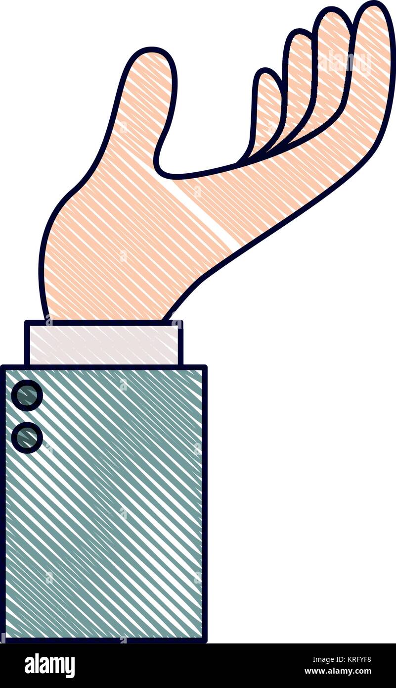 business hand side view gesture hold on in colored crayon silhouette ...