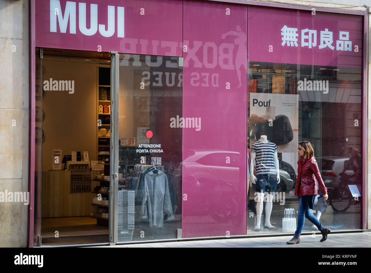 Milan, Italy - September 24, 2017: Muji store in Milan. Fashion week ...
