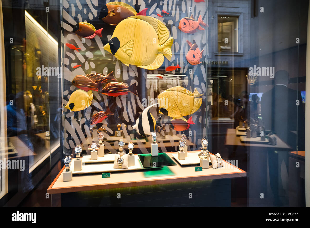 Milan, Italy - September 24, 2017: Rolex store in Milan. Fashion week ...