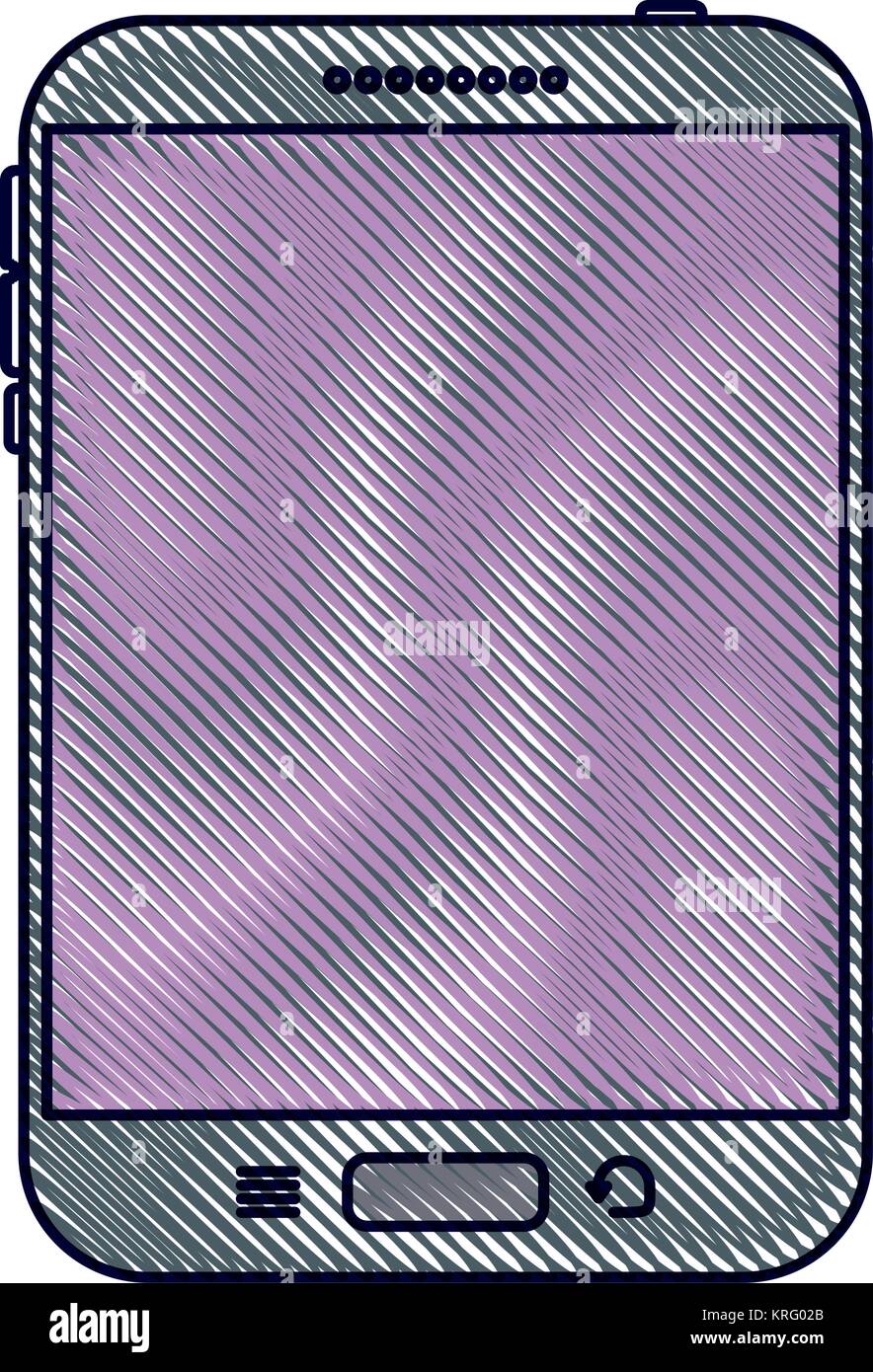 tablet tech device front view icon in colored crayon silhouette Stock ...