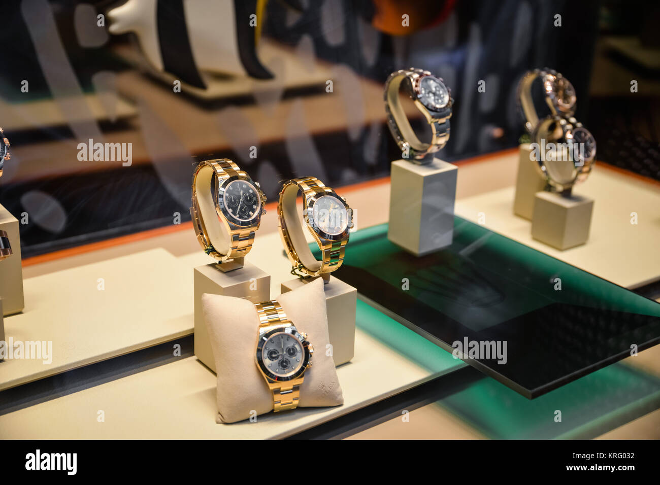 Milan, Italy - September 24, 2017: Rolex watches in a store in Milan ...