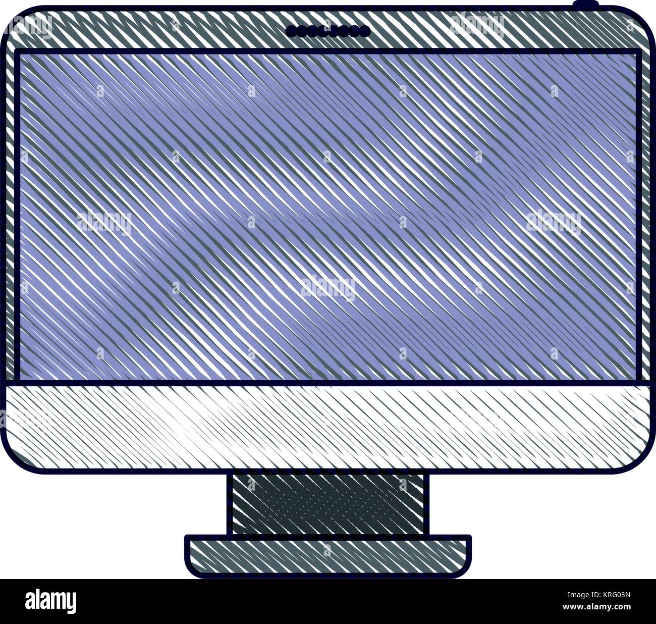 desktop computer front view in colored crayon silhouette Stock Vector ...