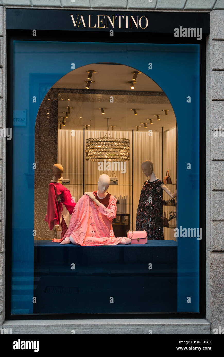 Milan, Italy - February 28, 2017: Shop window of a Valentino shop in ...