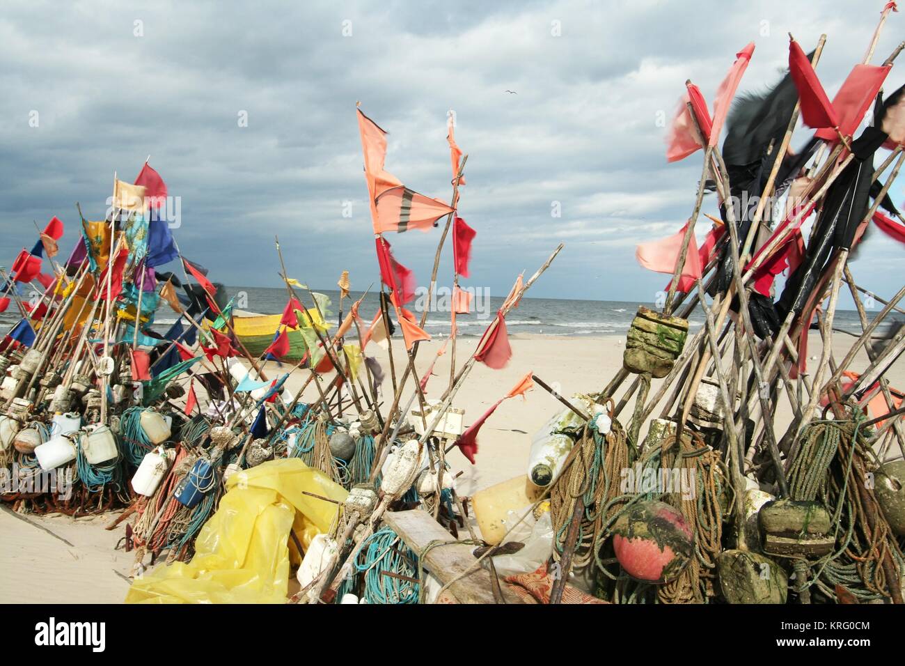 network fishing on the beach and boats 12 Stock Photo - Alamy