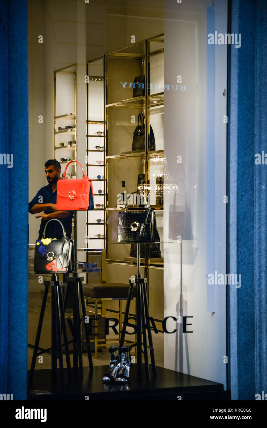 Milan, Italy - September 24, 2017: Versace store in Milan. Fashion week ...