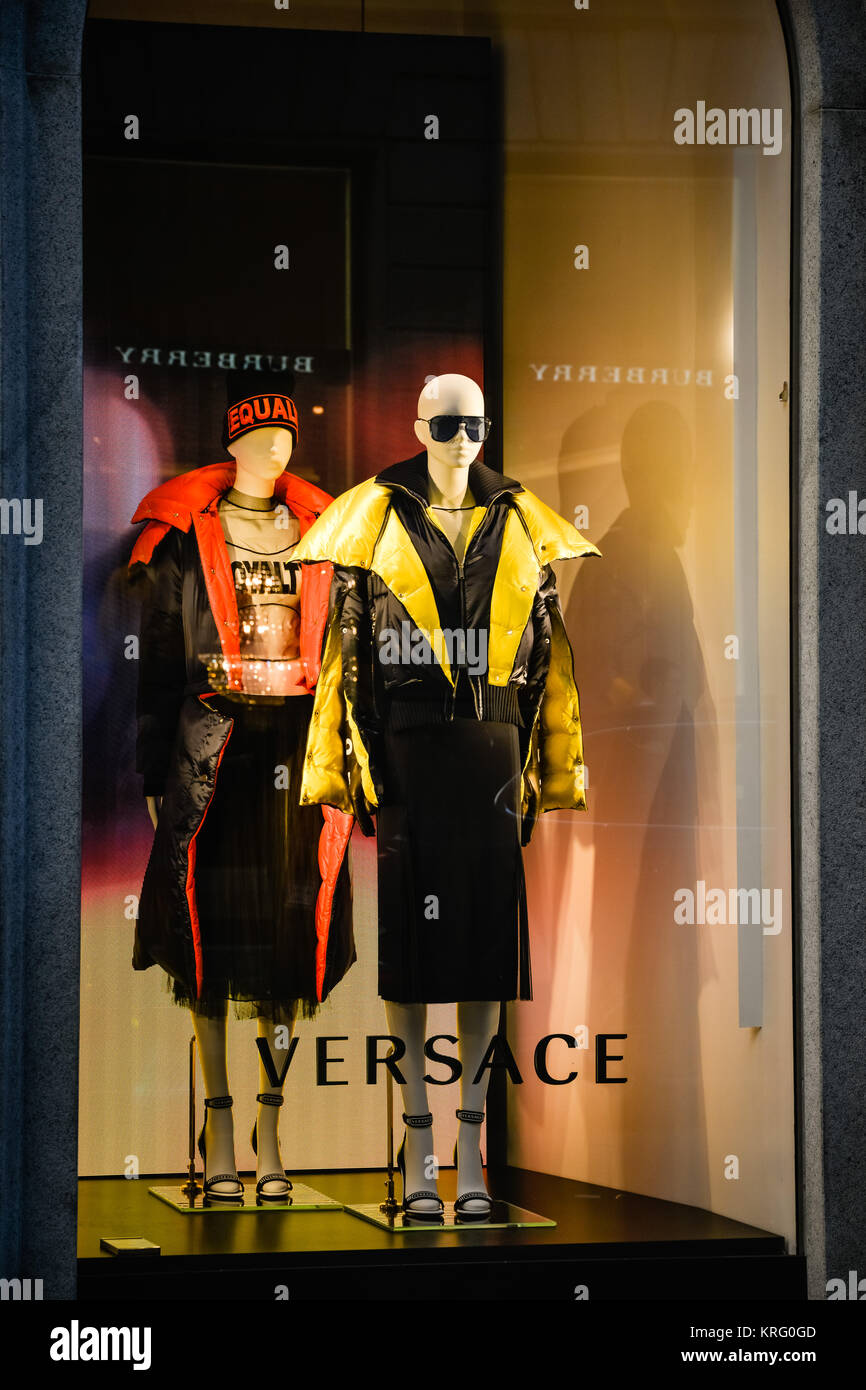 Milan, Italy - September 24, 2017: Versace store in Milan. Fashion week ...