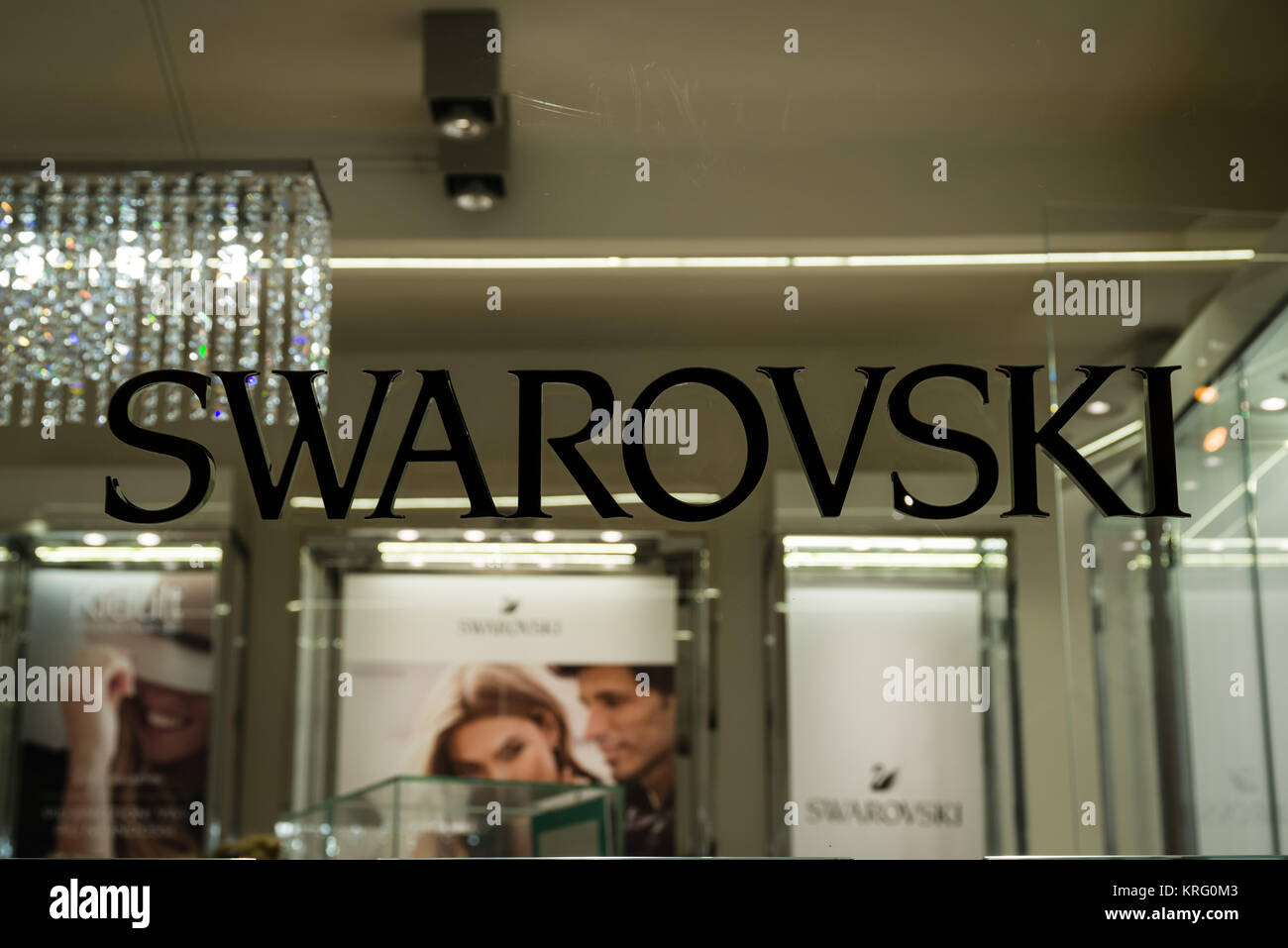Monza, Italy - February 28, 2017: Shop window of a Swarovski shop in ...